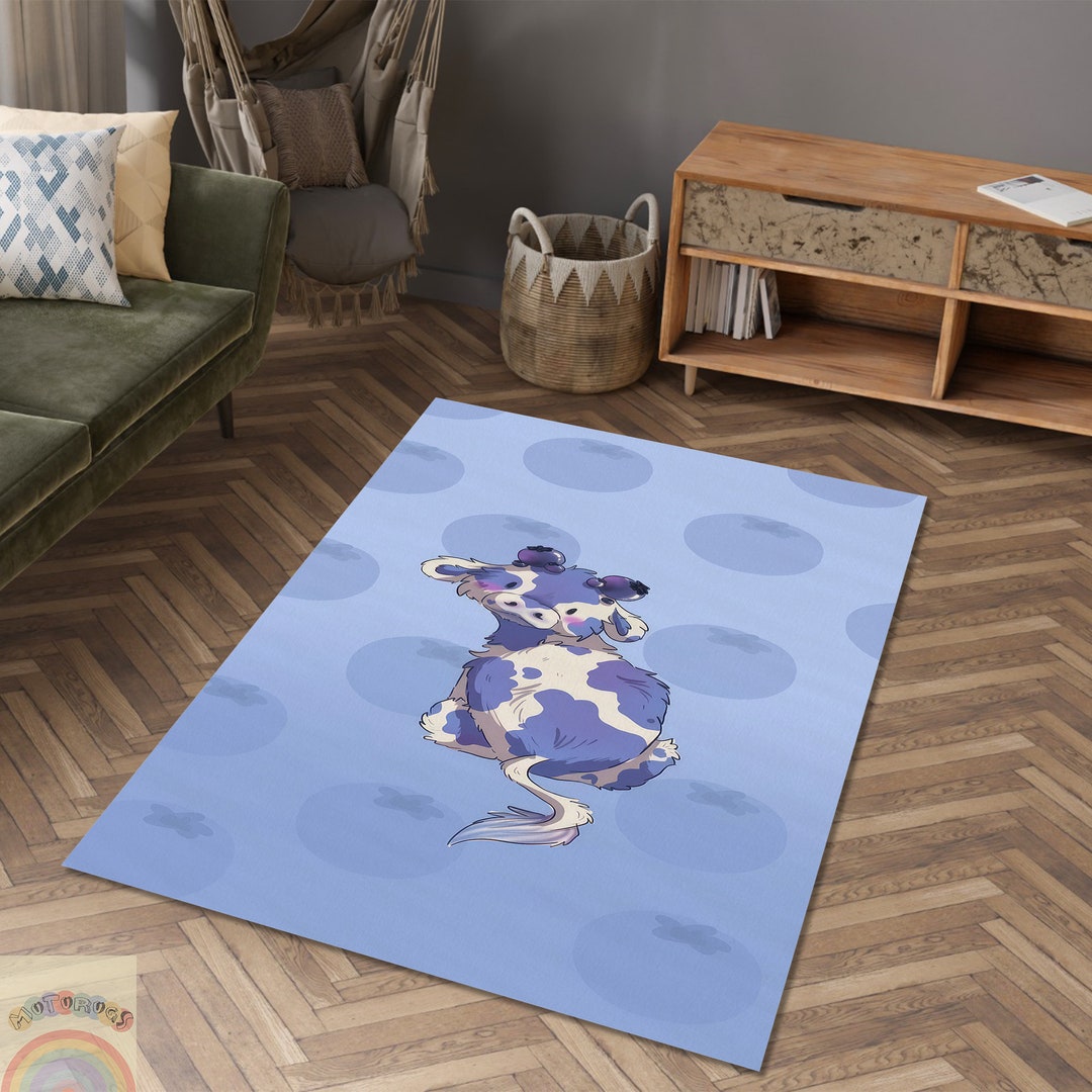 Cute Cow Rug, Blueberry Cow Rug, Cute Cow Drawing Rug, Cartoon Cow Rug ...