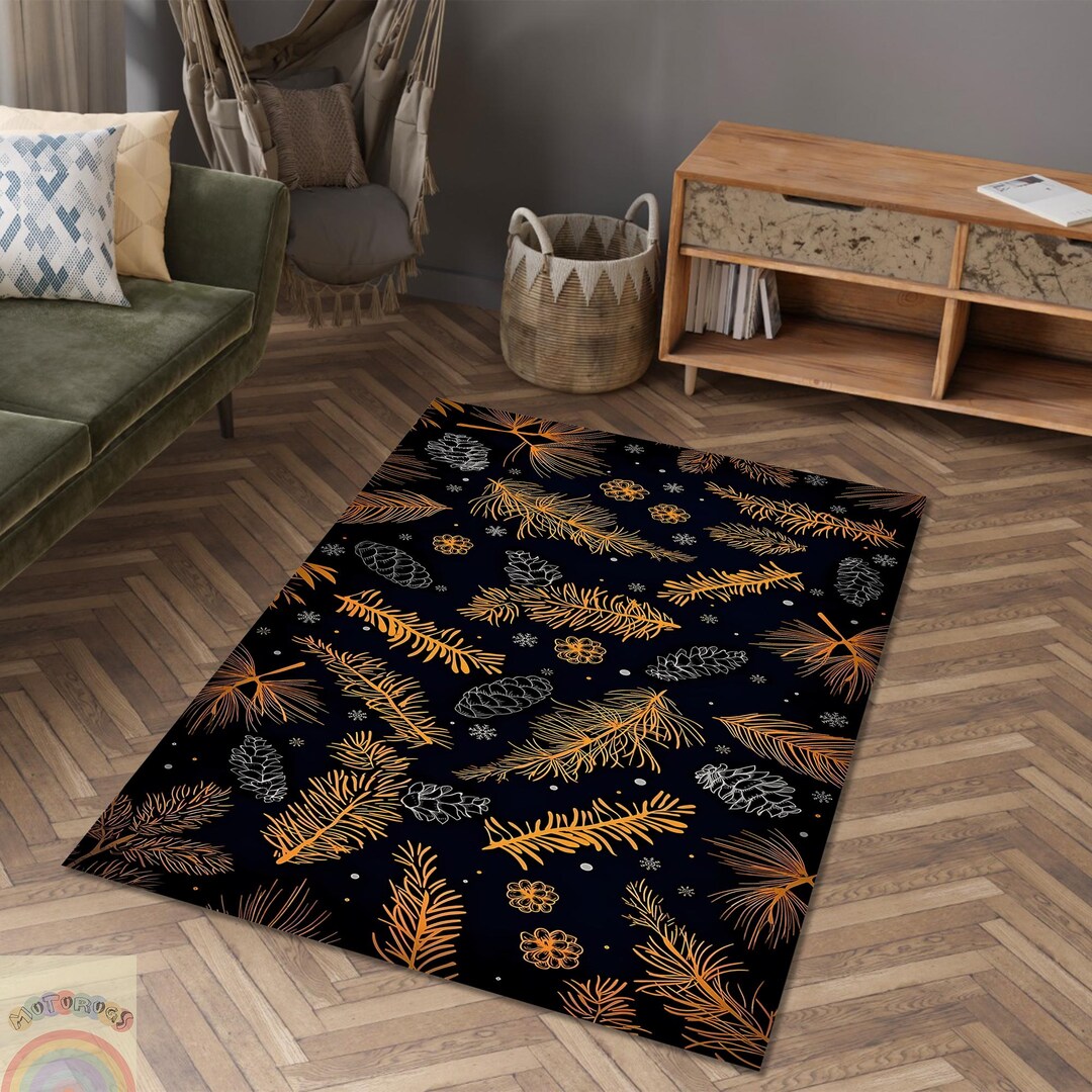 Pine Cone Rug, Forest Inspired Rug, Nature Motif Rug, Botanic Pattern ...