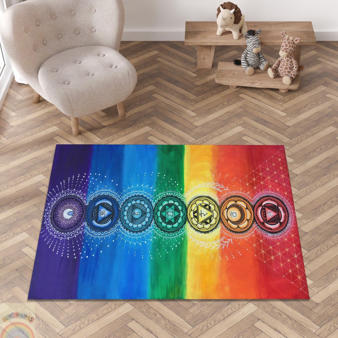 Chakra Design Rug, Meditation Design, Sacred Lotus Rug, Soul Design Rug ...