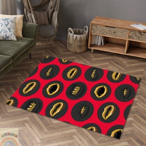 Golden Lips Rug, Golden Tooth Rug, Lips Design Rug, Lips Collage Rug ...