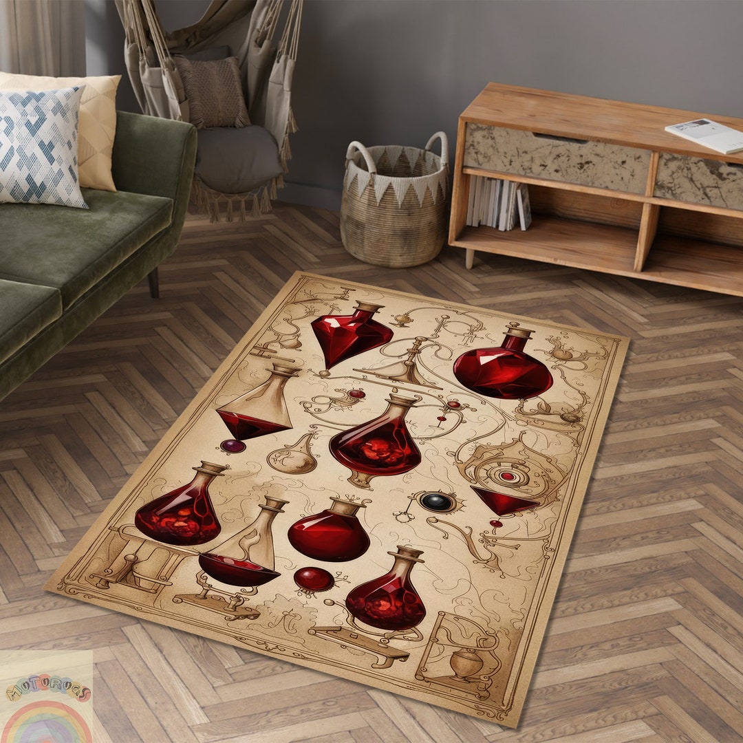 Alchemy Rug, Elixir Rug, Red Potion Rug, Magic Design Rug, Alchemy ...