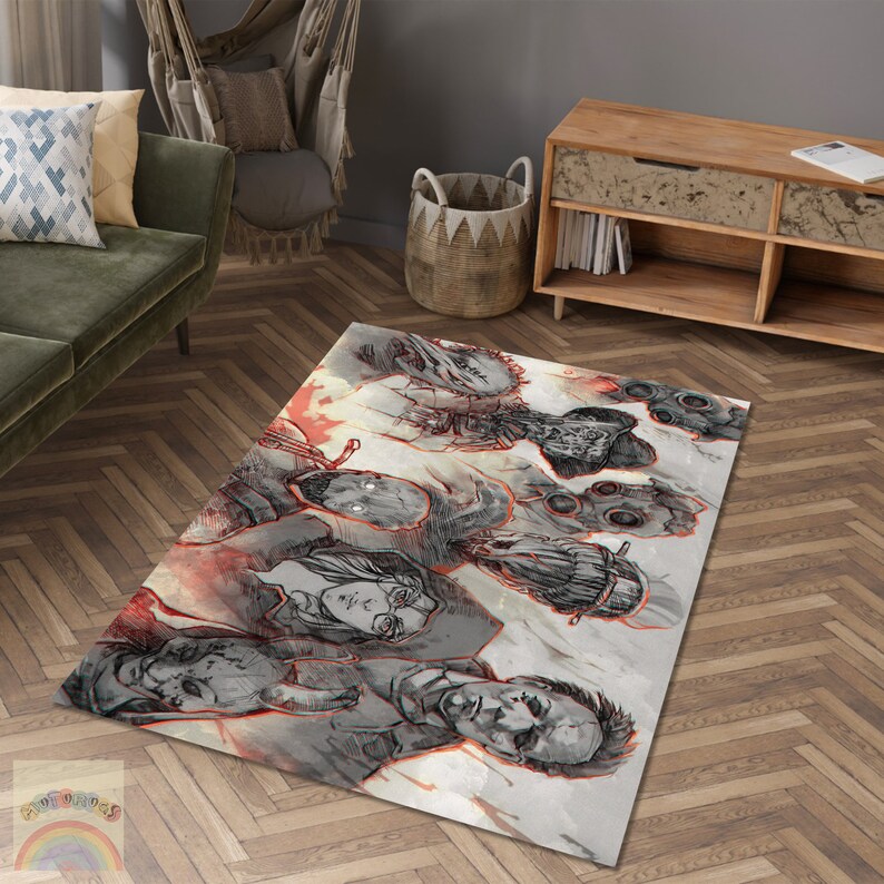 Horror Characters Rug, Horror Themed Carpet, Horror Movies Carpet, Area ...