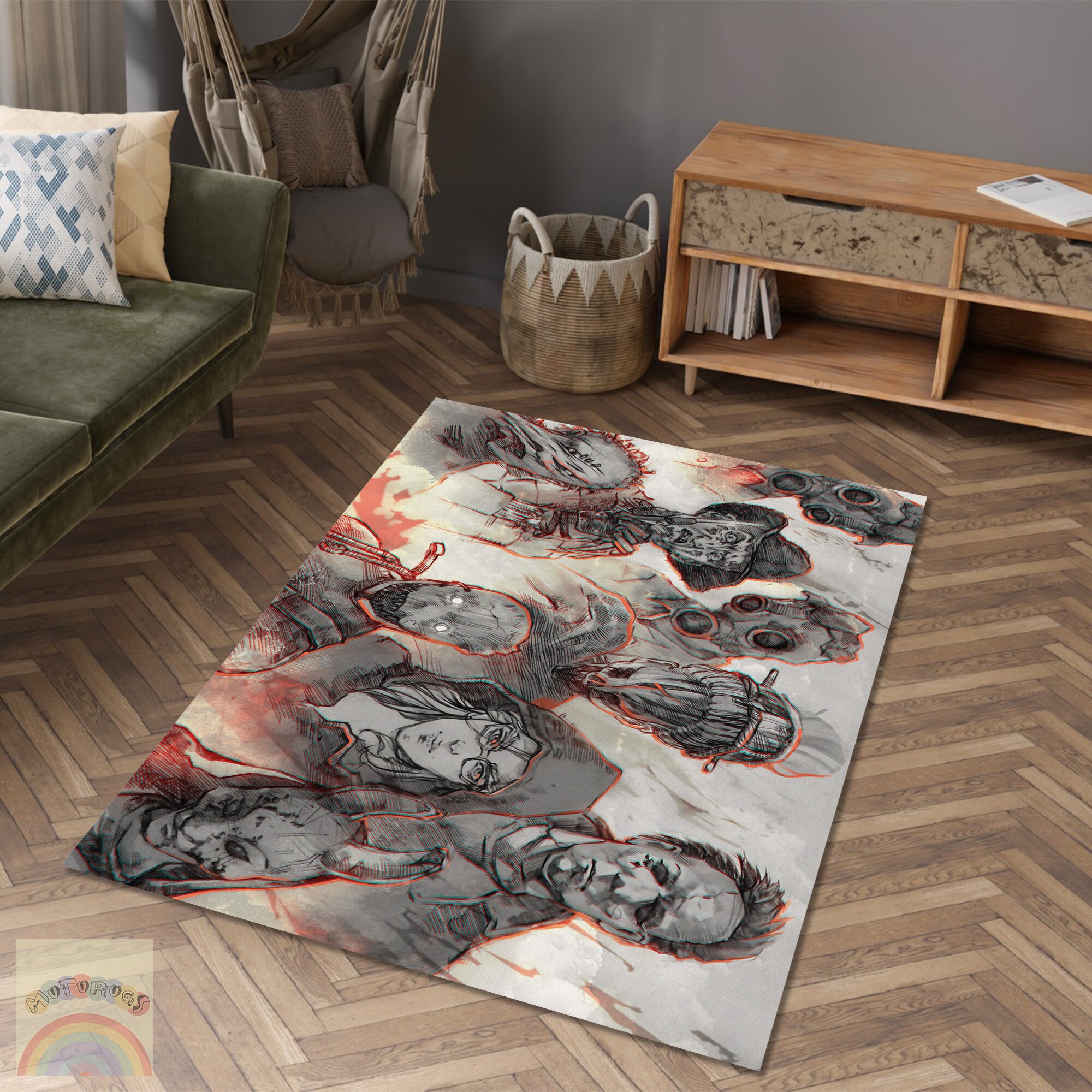 Horror Characters Rug, Horror Themed Carpet, Horror Movies Carpet, Area ...