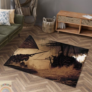 Pirate Ship Rug, Nautical Decor Rug, Sailor Themed Rug, Sailing Ship ...