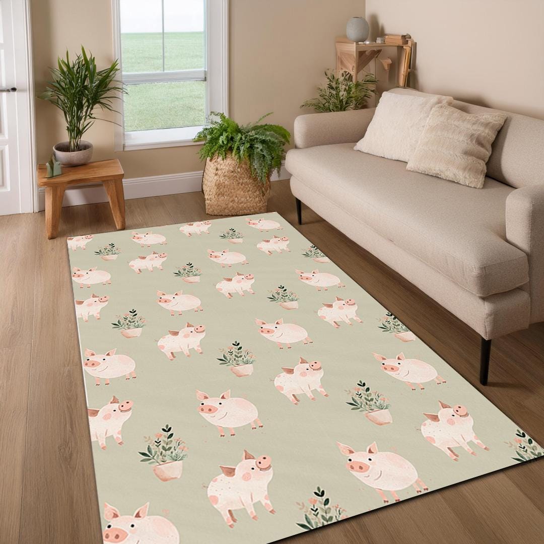 Cute Pig Rug, Animal Themed Rug, Kids Room Decor, Farm Animal Rug ...