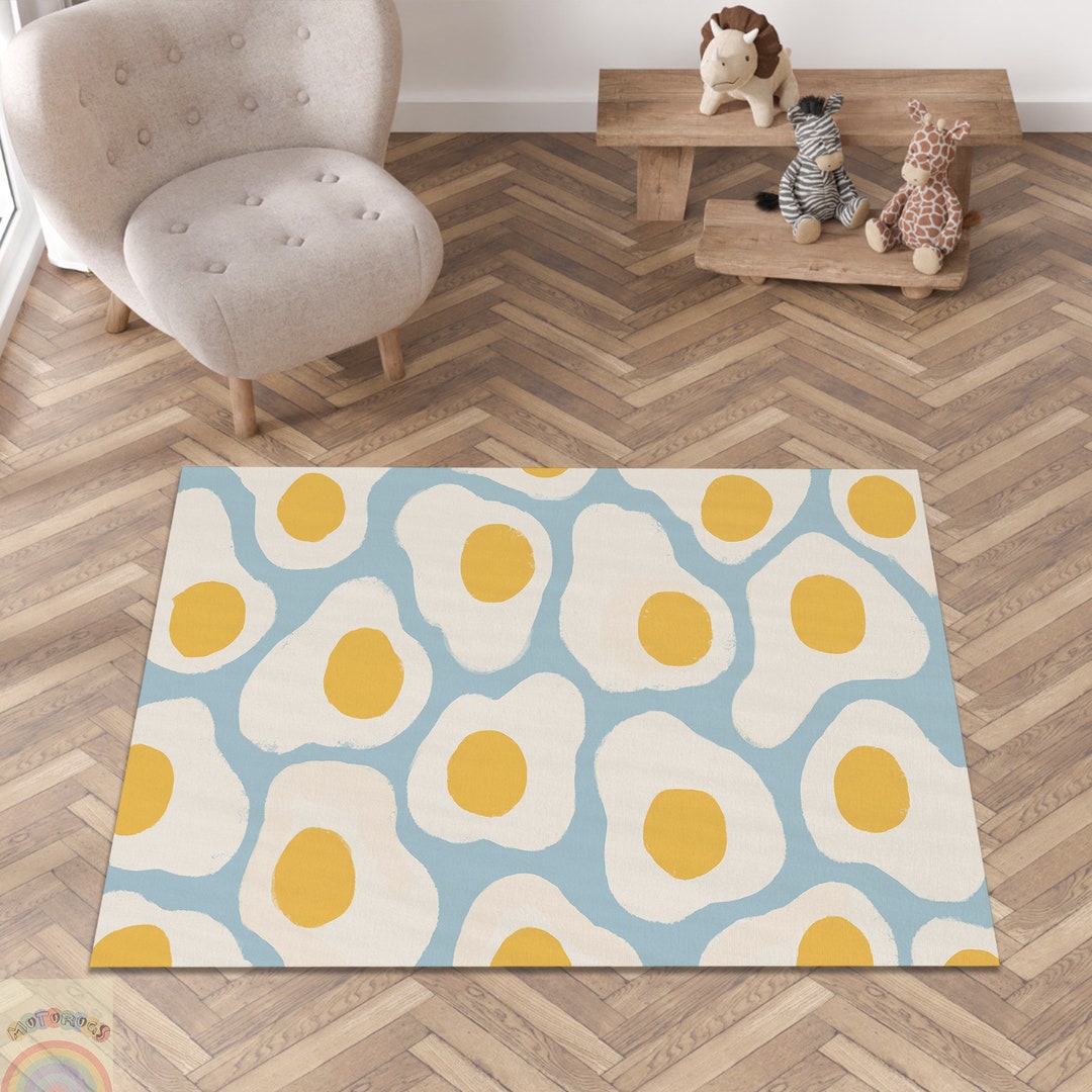 Fried Egg Design Rug, Egg Pattern Rug, Yellow White Color, Area Carpet ...