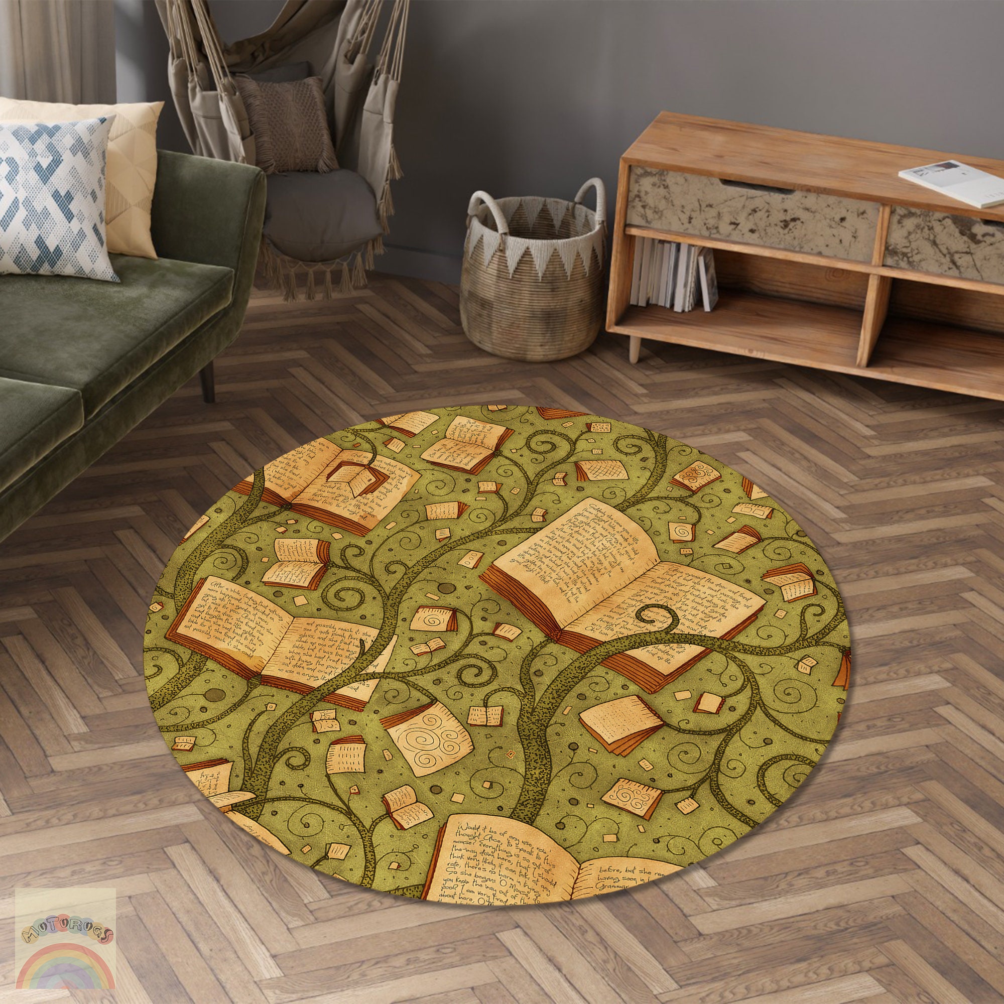 Books Rug, Books Tree Rug, Ivy Books Rug, Ivy Herb Rug, Books Decor Rug ...