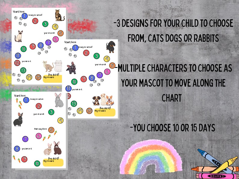 Kids Reusable Reward Chart, Animal Theme Rewards Chart, Dog Reward ...