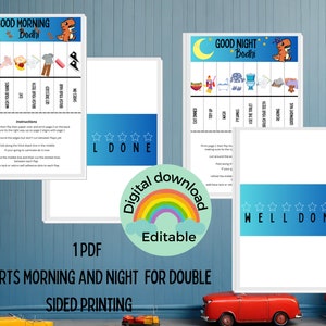 Kids BEDTIME ROUTINE Chart, VISUAL Evening Checklist, Rewards Chart for ...