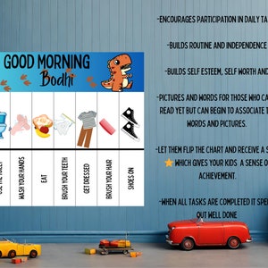 Kids BEDTIME ROUTINE Chart, VISUAL Evening Checklist, Rewards Chart for ...