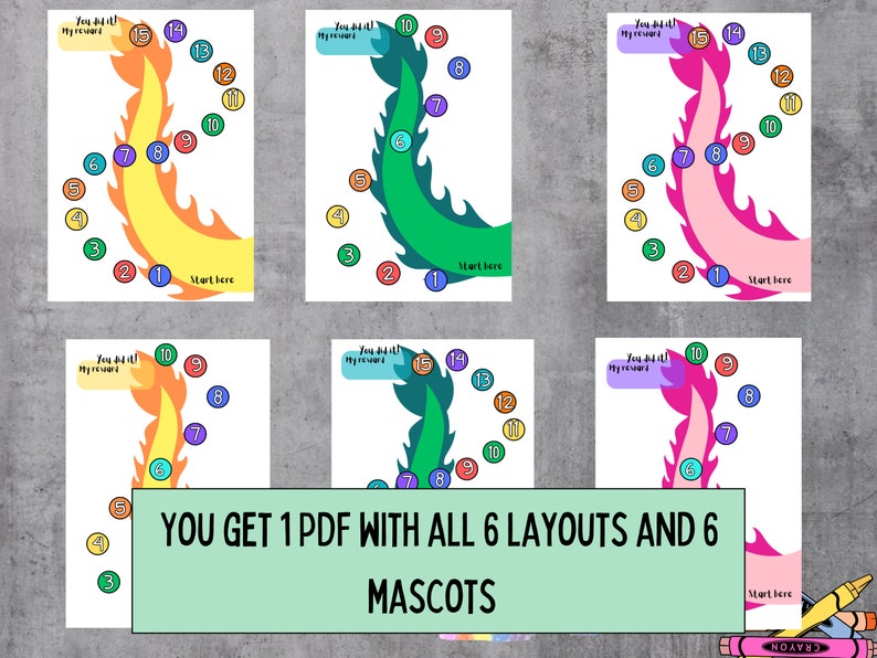 Kids Reusable Reward Chart, Dragon Theme Rewards Chart, - Etsy