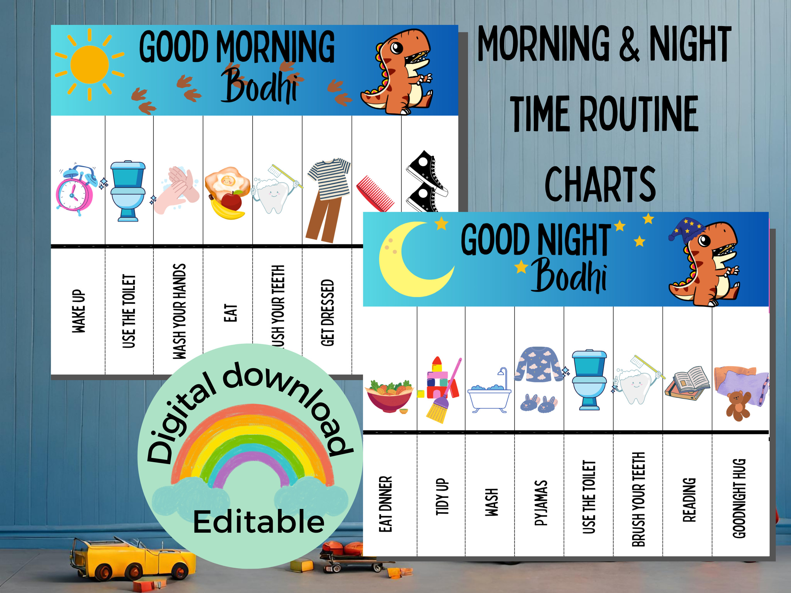 Kids BEDTIME ROUTINE Chart, VISUAL Evening Checklist, Rewards Chart for ...