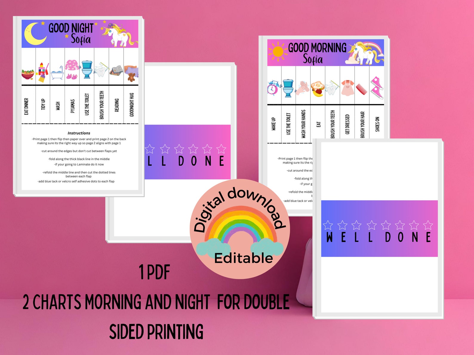Personalised Visual Routine Chart Morning / Evening Learning Routine ...
