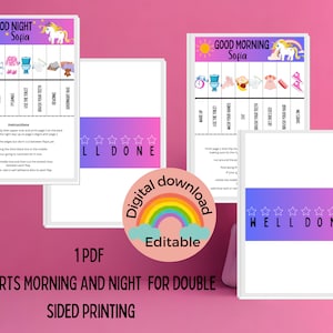 Personalised Visual Routine Chart Morning / Evening Learning Routine Kids With Replaceable ...