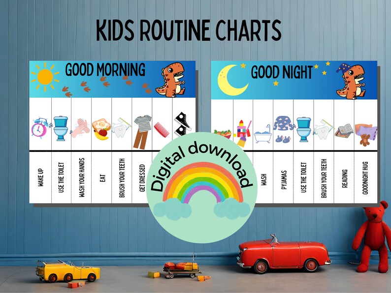 Picture Bedtime Routine Chart for Kids , Morning and Bedtime Routine ...