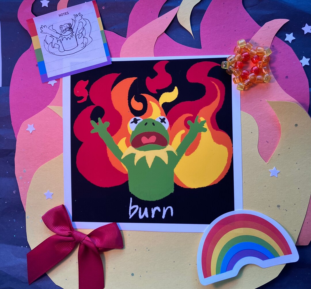 Kermit the Frog burn Print - Etsy