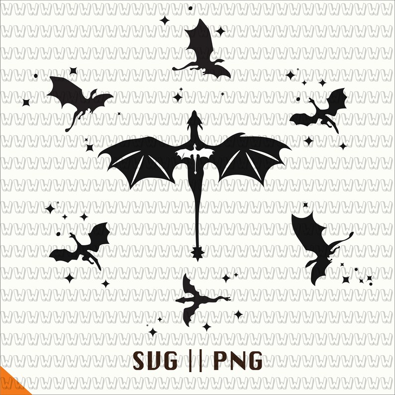 Vintage Fourth Wing Dragon Stencil Spines SVG/PNG File - Etsy