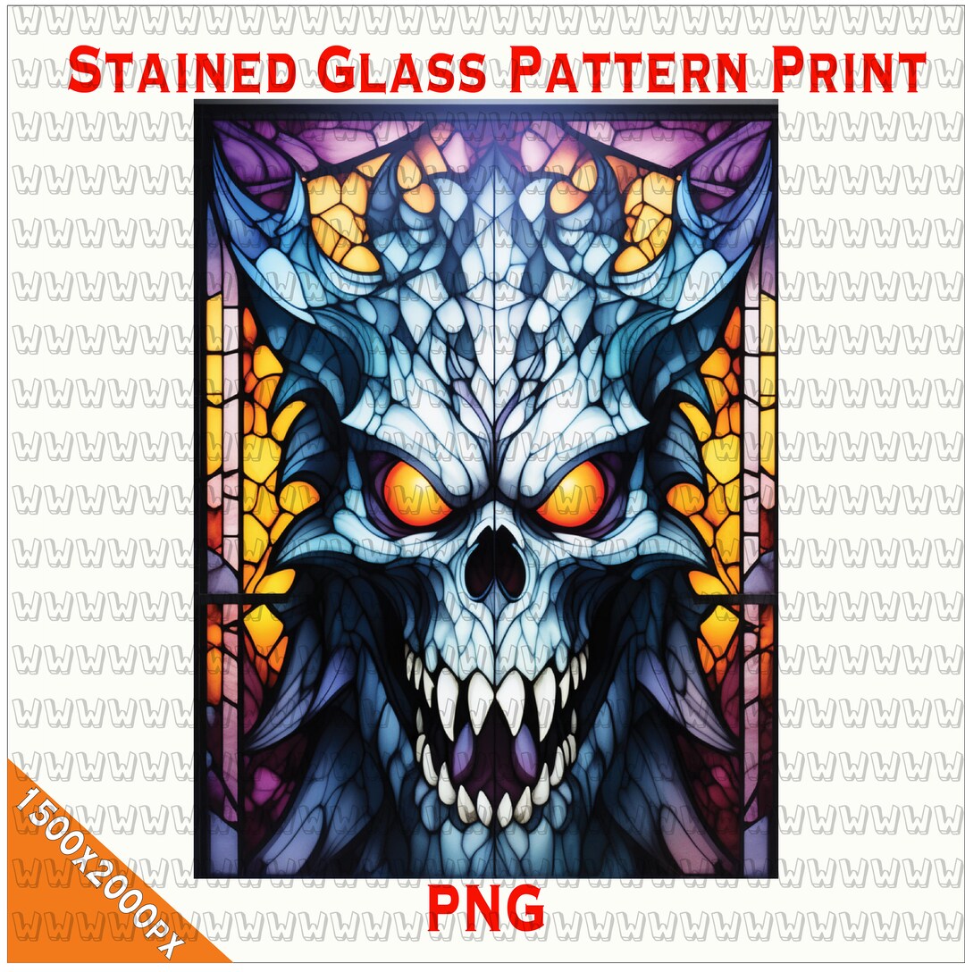 Monster Stained Glass Pattern PNG High Resolution Big Stained Wall Art ...
