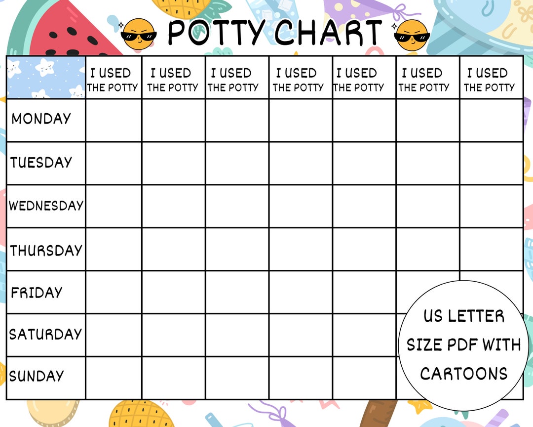 Potty Training Chart, Potty Chart for Kids, Potty Training Sticker for ...
