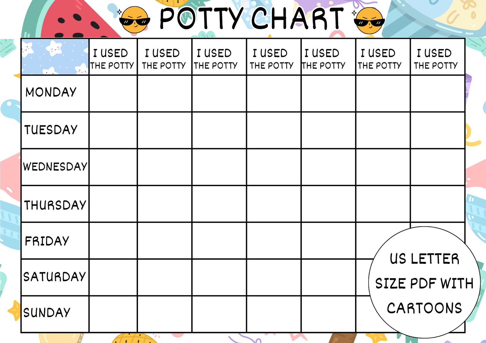 Potty Training Chart, Potty Chart for Kids, Potty Training Sticker for ...