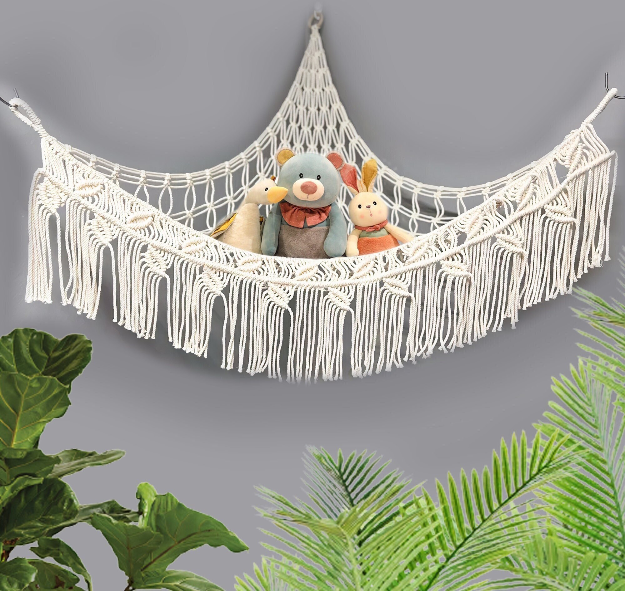 Macrame Decor Macrame Stuffed Animal Hammock Boho Toy - Etsy