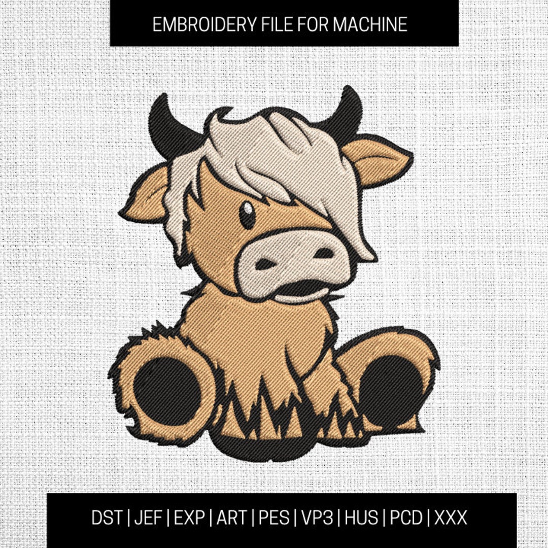 Highland Cow Embroidery Designs Highland Cow Machine - Etsy