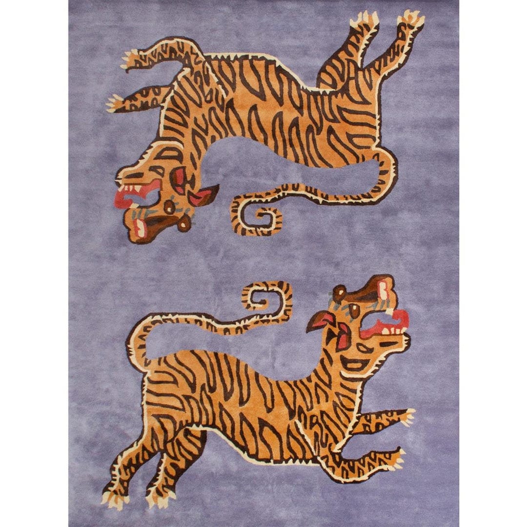 Vintage Handmade Tufted Tiger Carpet Unique Statement Piece for Home ...