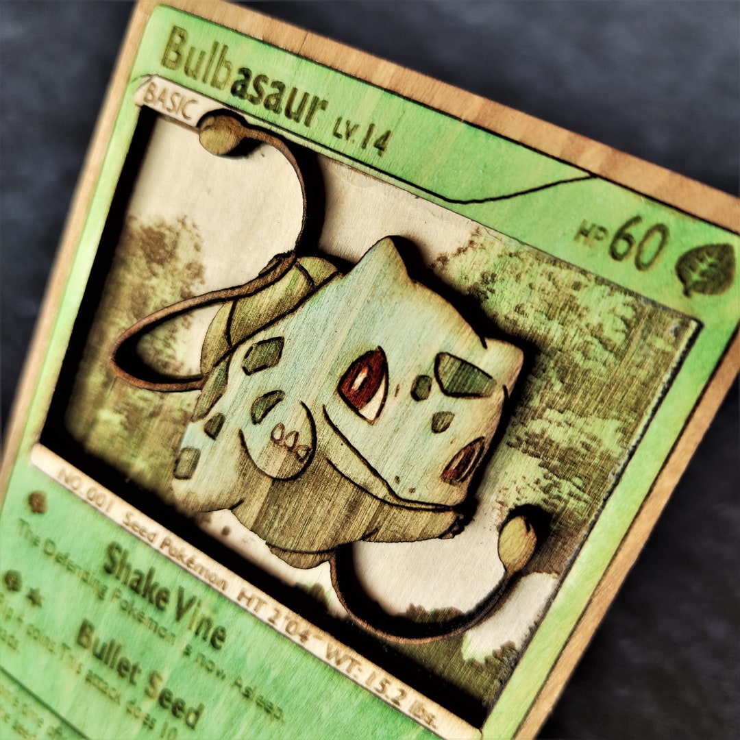 Bulbasaur Wooden Card Replica Handmade Pokemon Wood Card Collectible ...