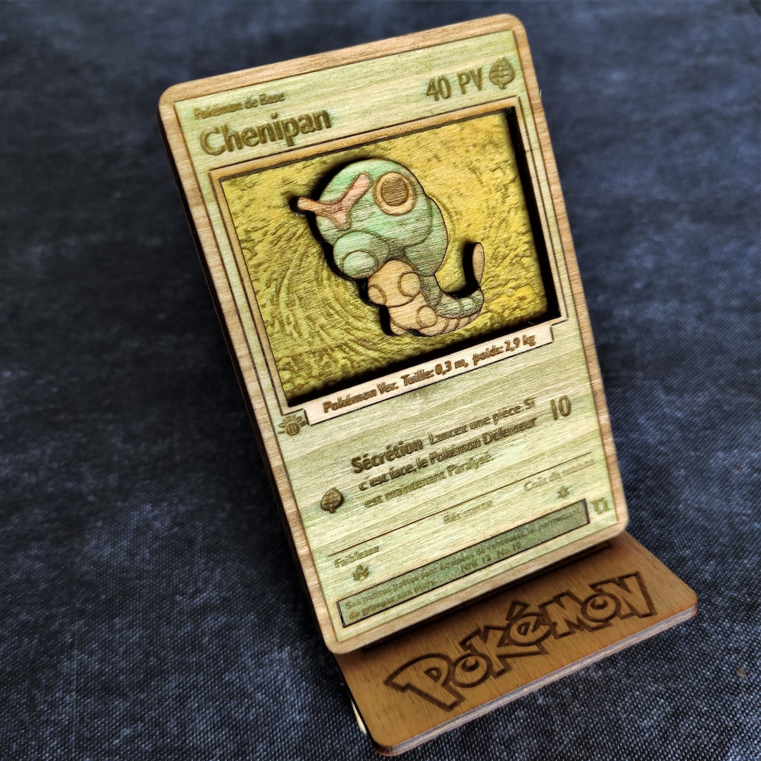 Handmade Wooden Pokemon Caterpie Card, TCG Collectible Craft, Unique ...