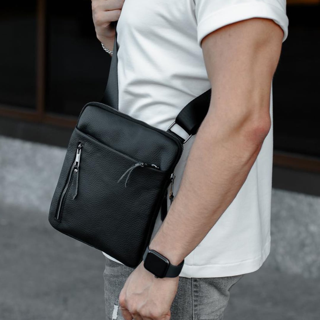 Handmade Leather Crossbody Bag for Men | Zippered Shoulder Messenger ...