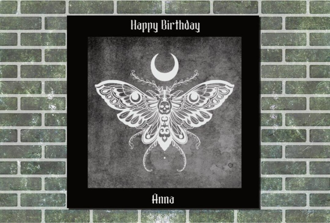 Personalized Gothic Moth Birthday Card: Deaths Head Design - Etsy