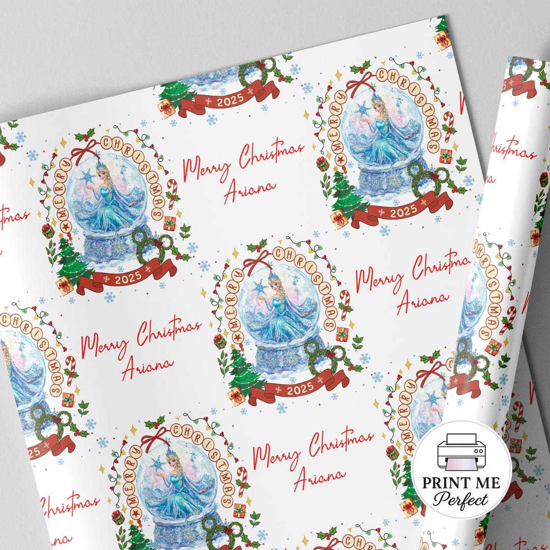 Elsa Ice Queen Christmas Personalised Wrapping Paper - Childrens Xmas ...