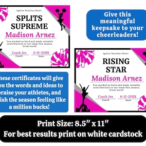 Editable Cheerleading Award Certificates Cheer Team Awards Cheerleading ...
