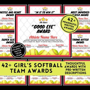Editable Softball Award Certificate Template Softball Team Award ...