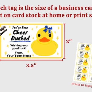Cheer Duck Tags Printable, Good Luck Duck Canva Template, Cheer ...