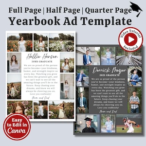 Yearbook Ad Template High School Grad Announcement Senior Graduation ...
