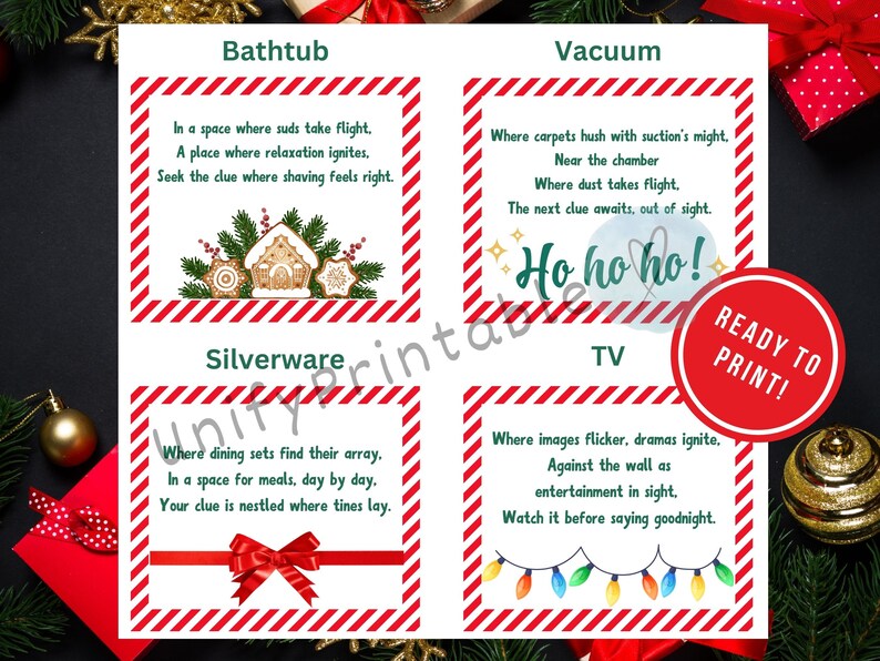 Teen Hunt, Christmas Morning Treasure Hunt Clues, Difficult, Indoor ...