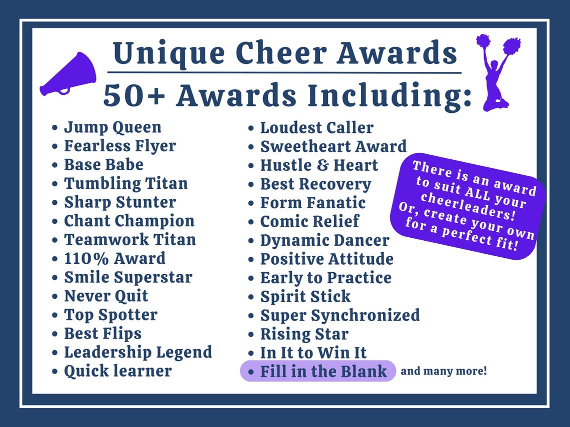 Editable Cheerleading Award Certificates Cheer Team Awards Cheerleading ...
