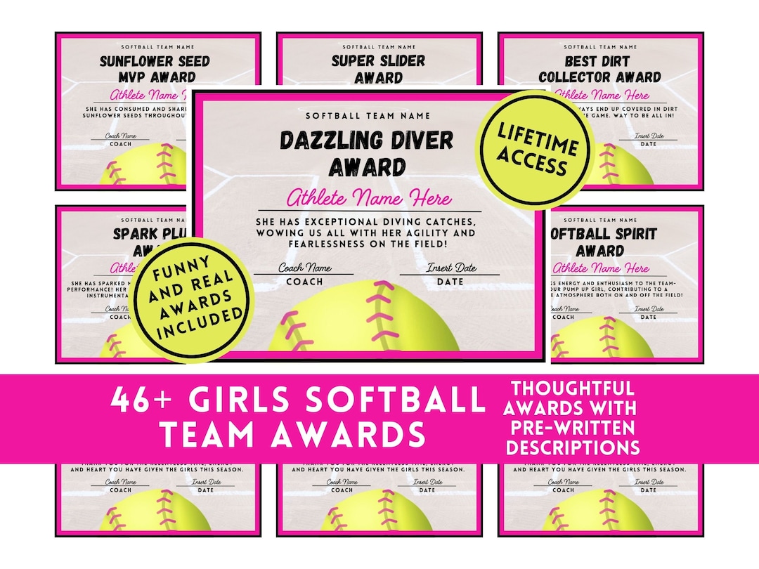 Editable Softball Award Certificate Template Softball Team Award ...