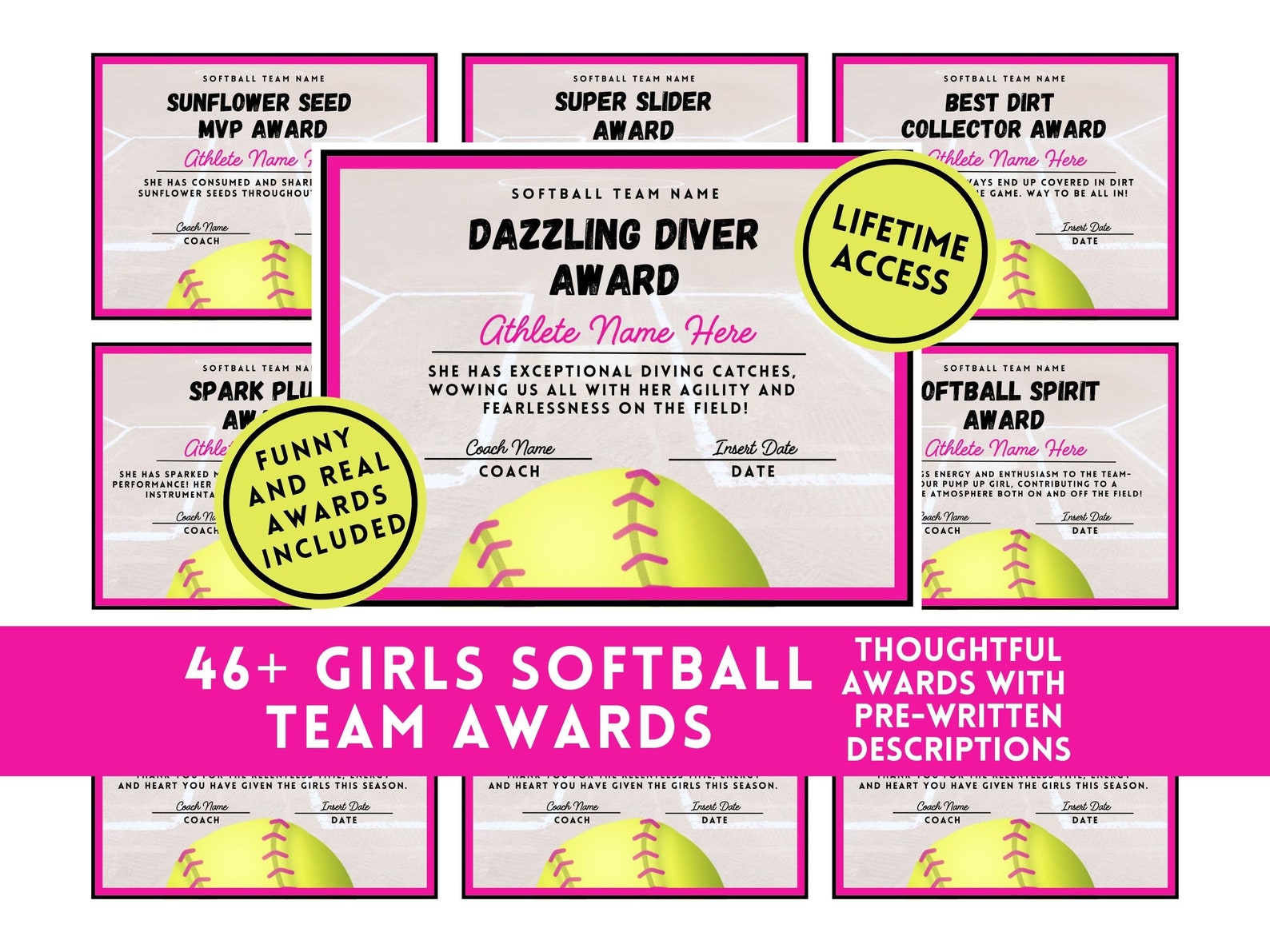 Editable Softball Award Certificate Template Softball Team Award ...