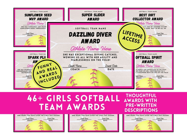 Editable Softball Award Certificate Template Softball Team Award ...