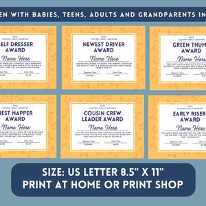 Family Reunion Awards Editable Printable Award Certificates Family ...