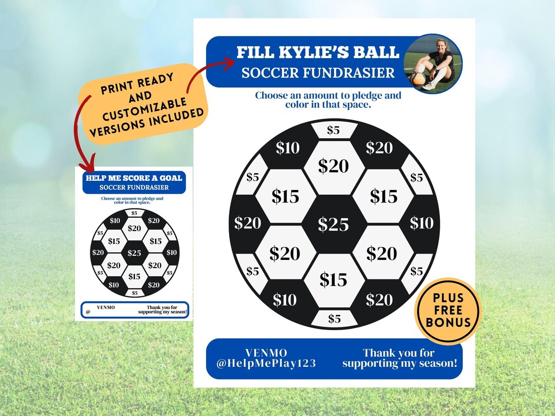 Editable Soccer Fundraiser Fill My Ball Soccer Fundraising Sheet Canva ...