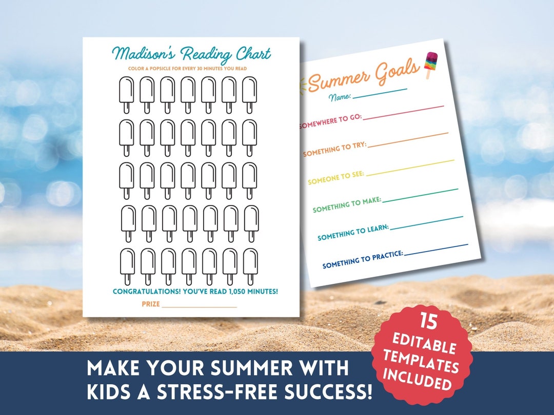 Printable Summer Reading Chart Bucket List Template Editable Summer ...