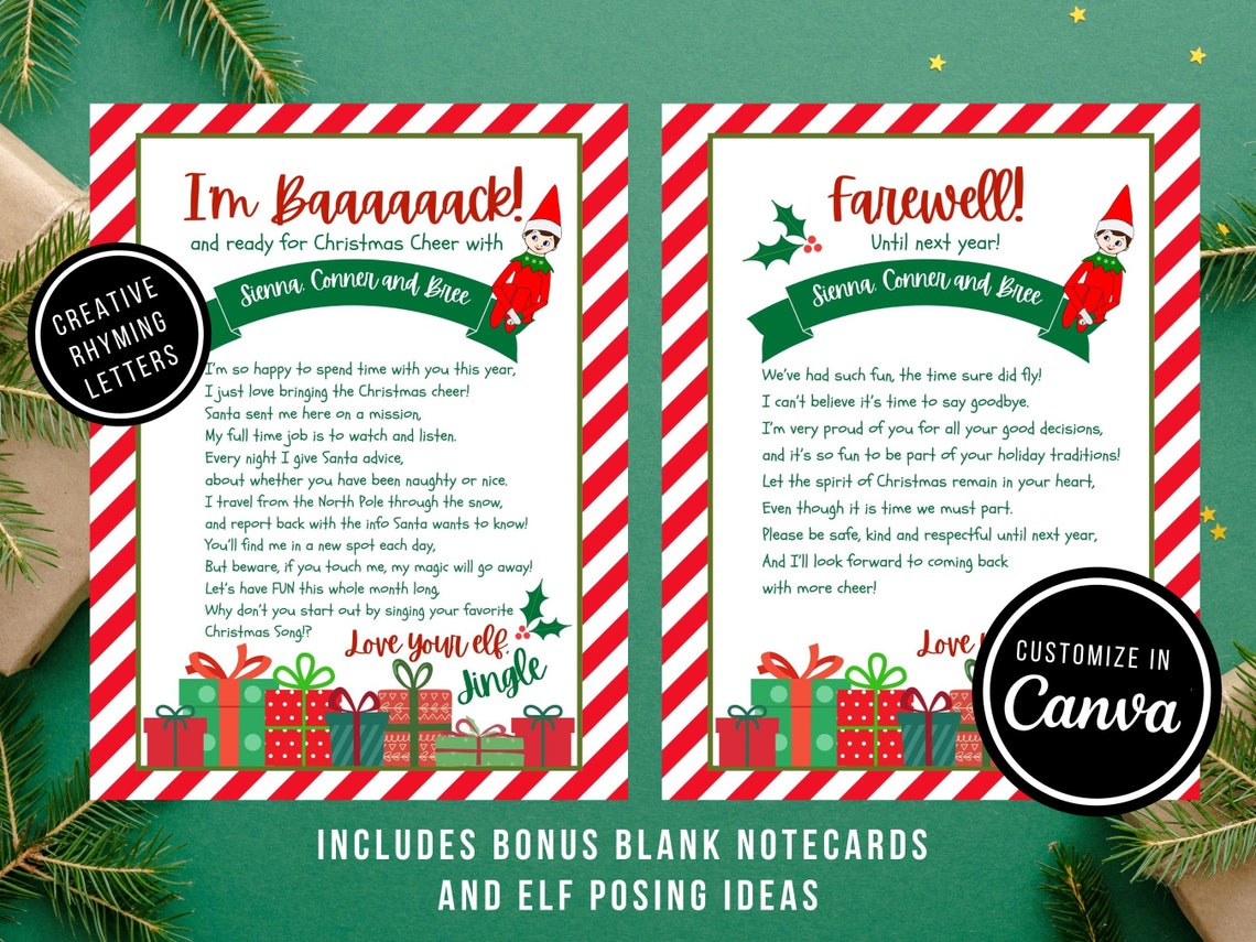 Editable Elf Welcome Letter, Elf Farewell Letter, Downloadable Personal ...