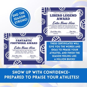 Volleyball Award, Certificate Bundle, End of Season Team Party Awards ...