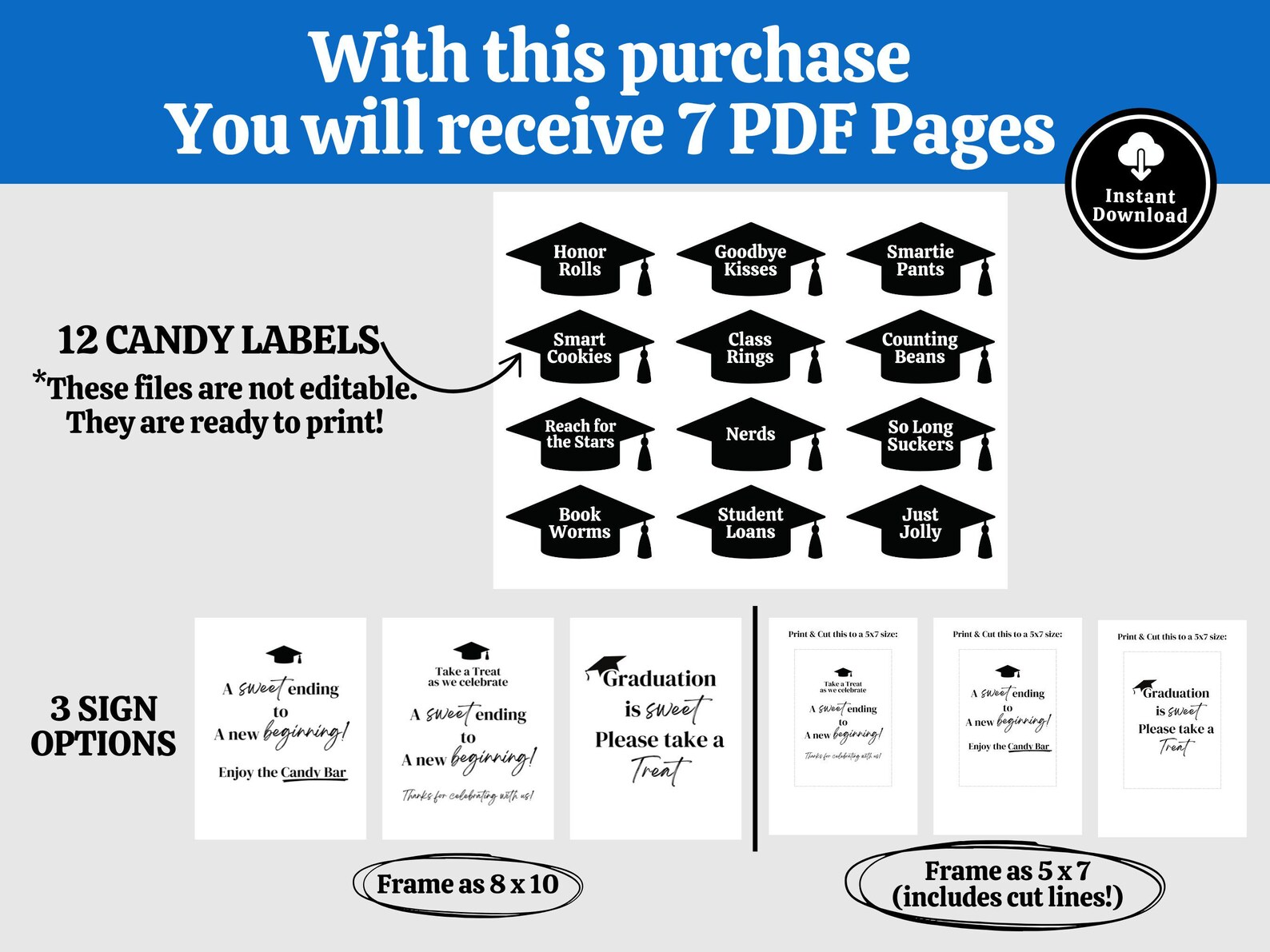 Graduation Candy Bar Labels, Candy Bar Signs Printable, 2025 Grad Party ...
