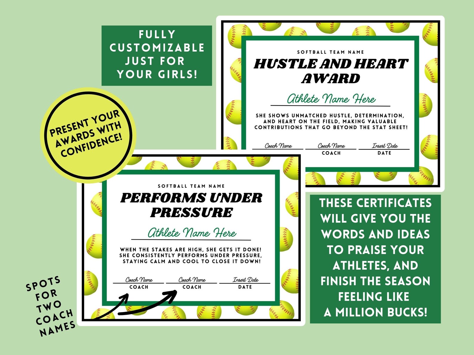 Editable Softball Award Certificate Template Softball Team Award ...