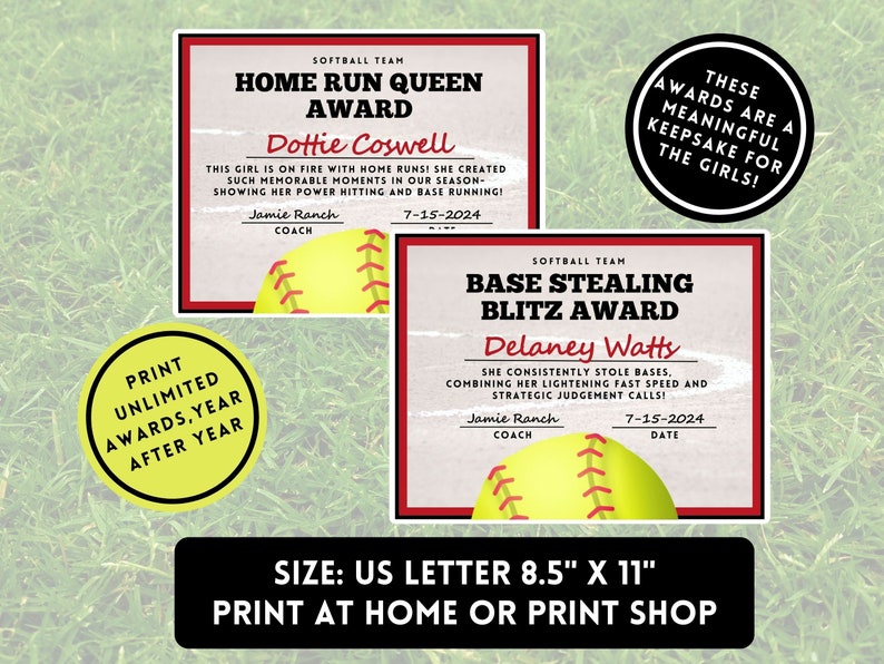 Editable Softball Award Certificate Template Softball Team Award ...
