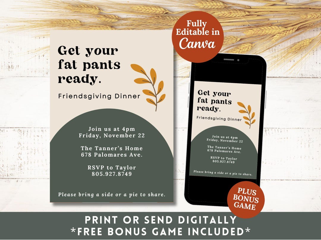 Funny Friendsgiving Invitation Template Digital Friendsgiving Invite ...